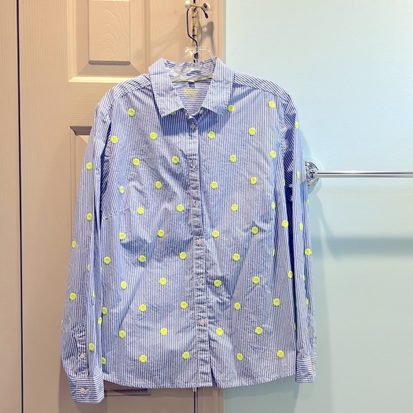 Boden | Tops | Button Up Cotton Blouse With Neon Sequin Dot Detail ...